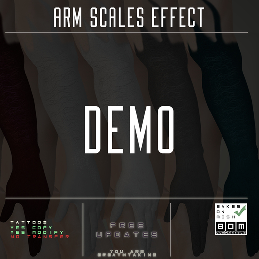 Second Life Marketplace - [SC] Scaled Arms DEMO TINTABLE
